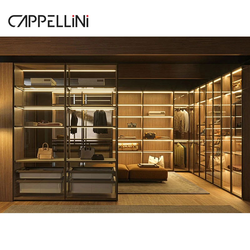 Modern Luxury Custom Led Light Wooden Storage Closet Bedroom Furniture ...