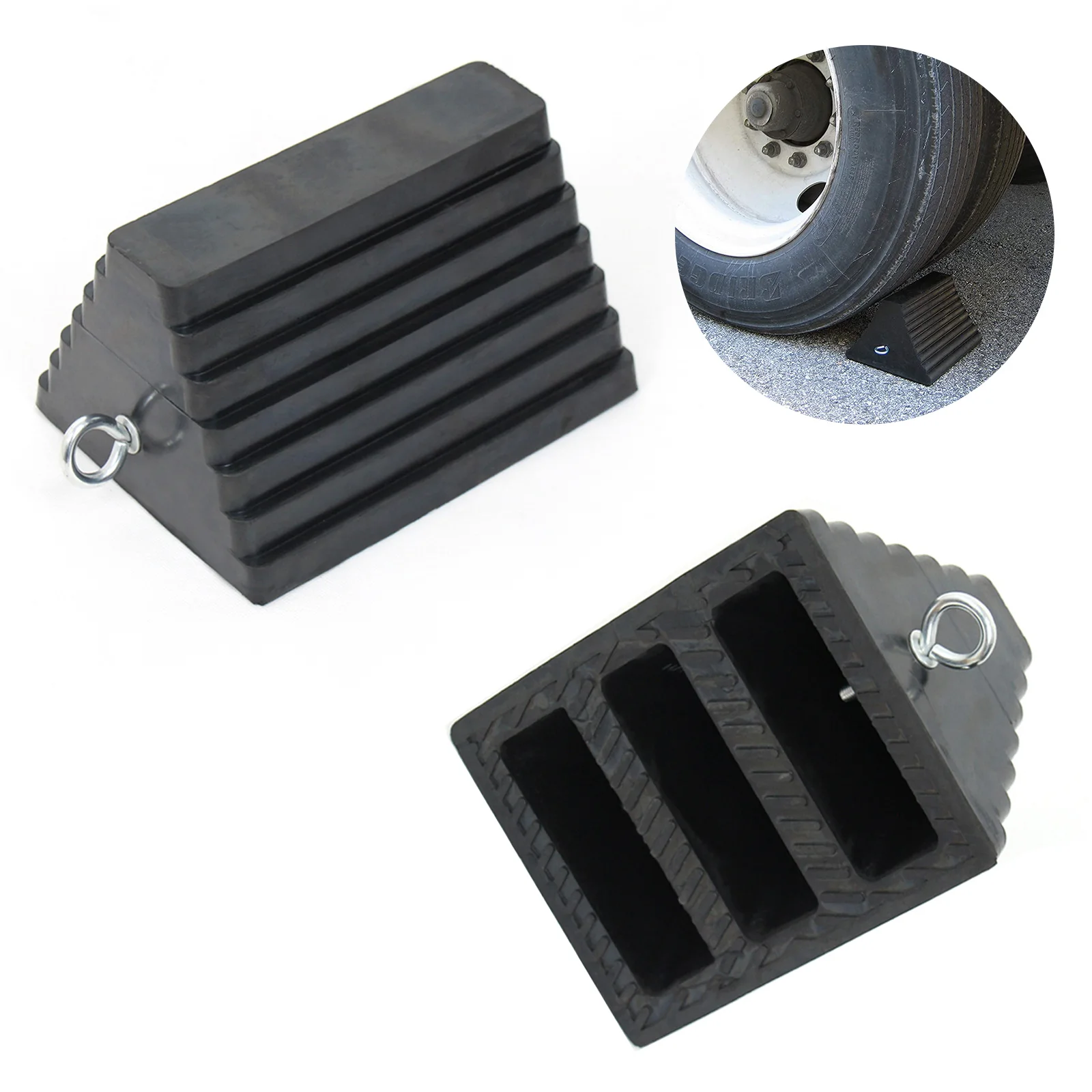 Heavy Duty Rubber Wheel Chock with Handle Truck RV Trailer Wheel Chock ...
