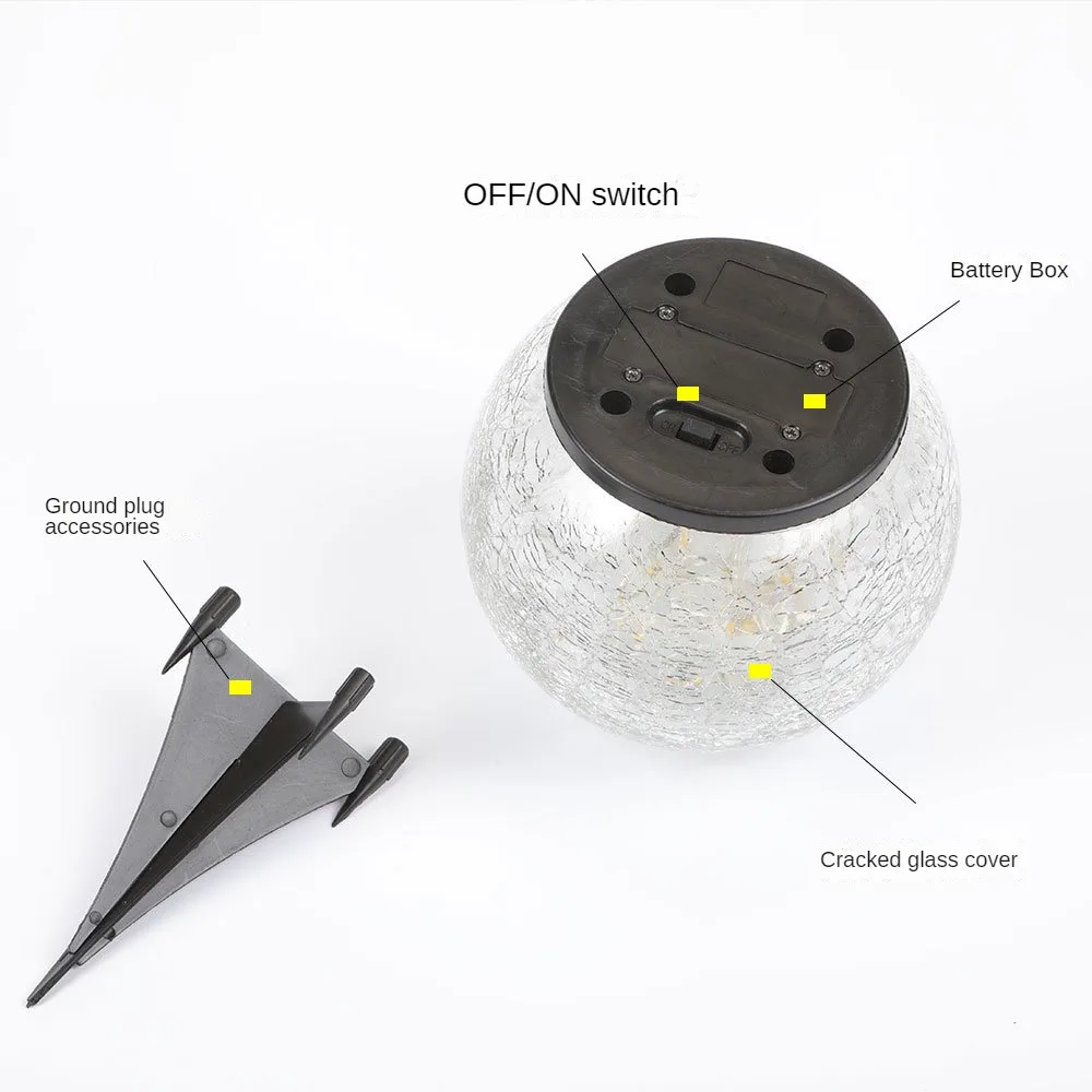 Custom Warm White Led Solar Garden Lights Waterproof Cracked Glass ...