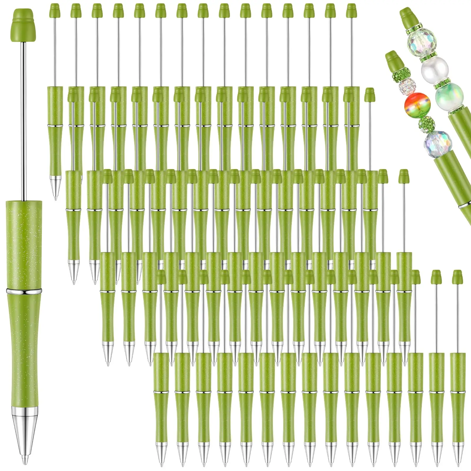 Bulk Plastic Ballpoint Pen Cute Cool Diy Black Ink Beaded Pen For ...