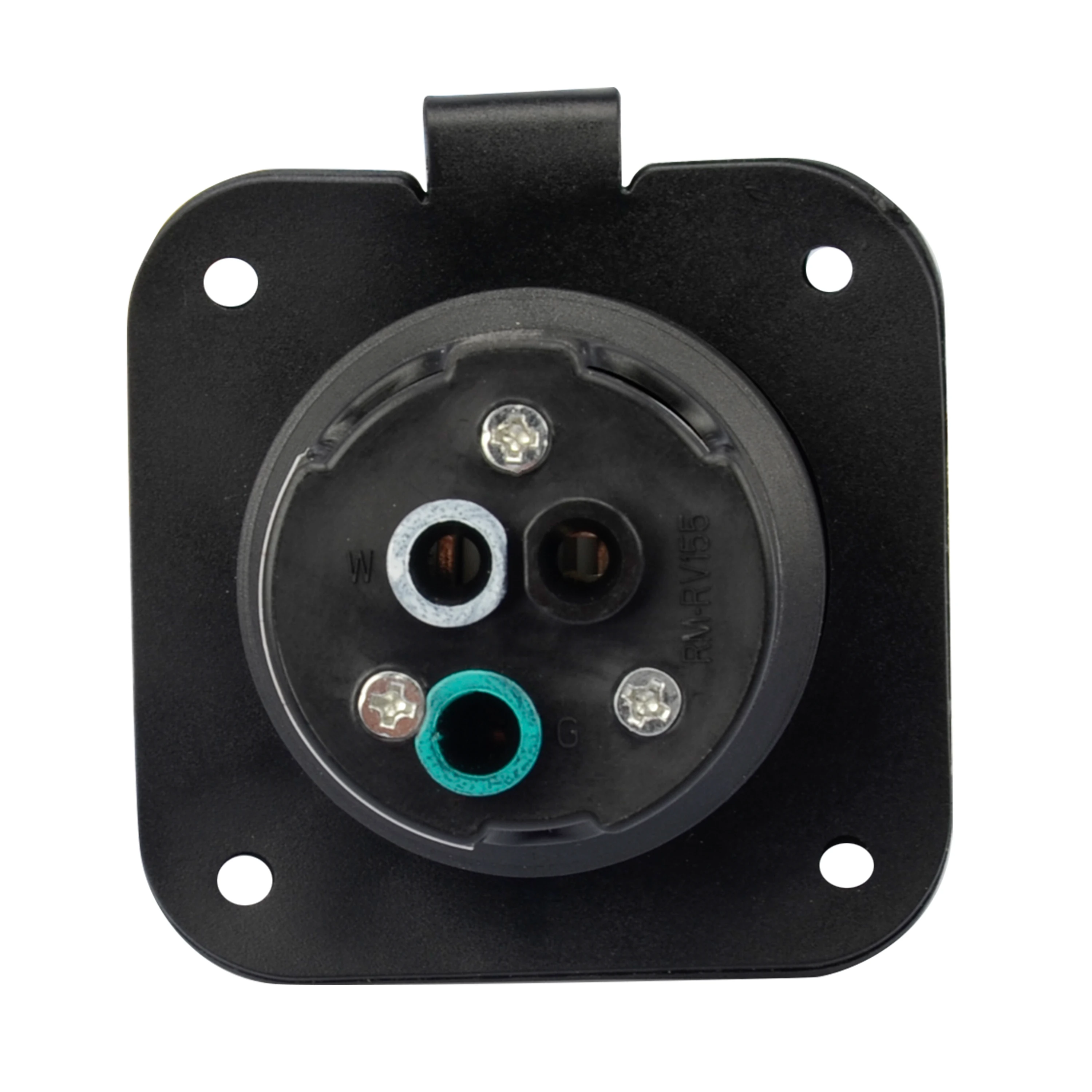 15 Amp Flanged Inlet 125v,Nema 5-15 Rv Shore Power Inlet Plug W ...