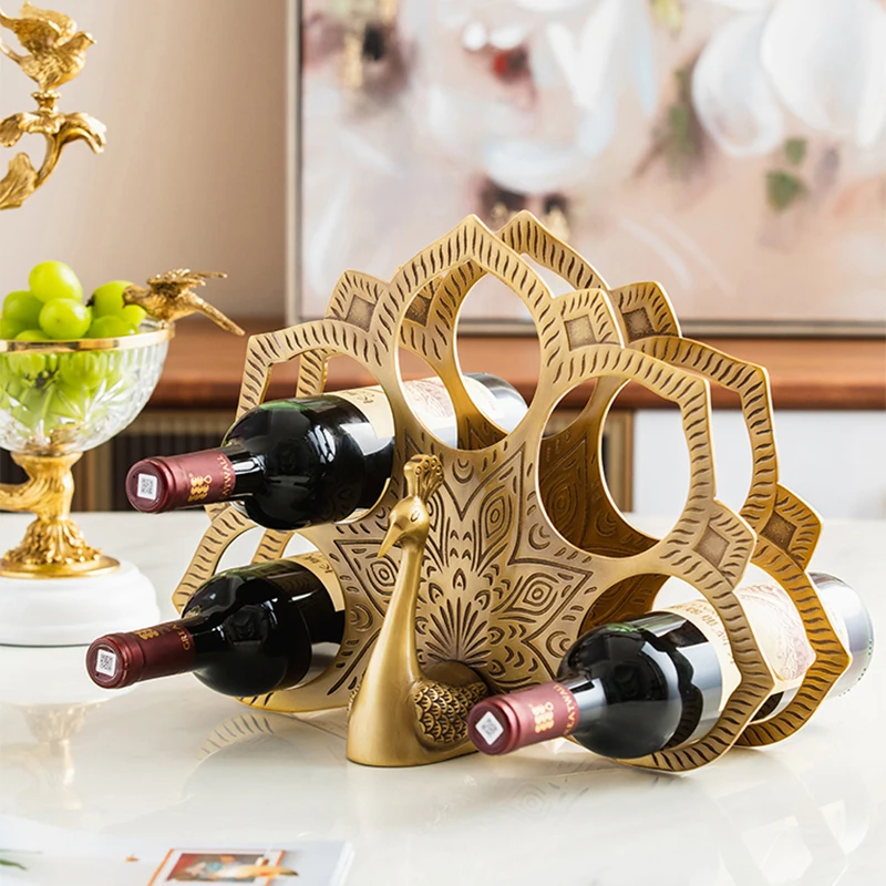 Unique Classic Metal Wine Rack House Decoration Tabletop Brass Creative ...
