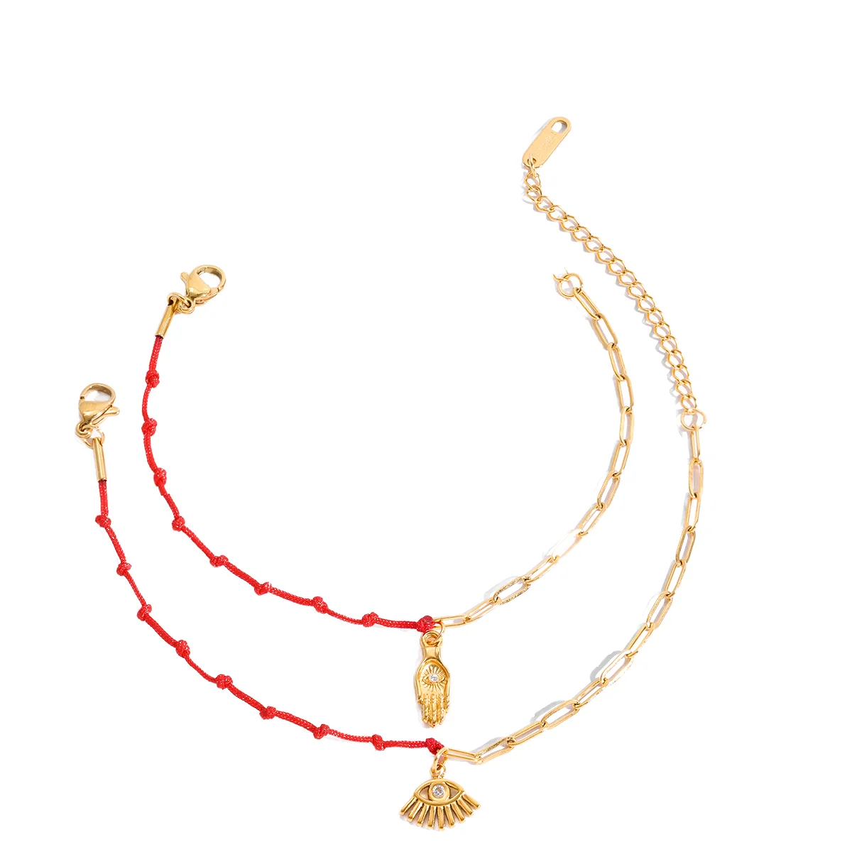 Red Rope Gold Charm Bracelet for Women, Adjustable Chain Jewelry, Lucky ...