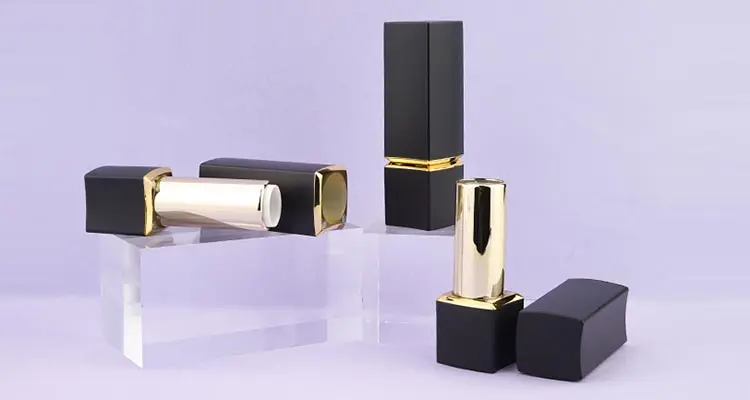 Black Lipstick Plastic Tubes Cosmetic Square Lipstick Case Wholesale ...