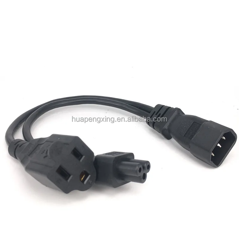 Ac Iec Spliter Power Cable C14 To C5 Nema 5-15r Y-type 1 To 2 Extension ...