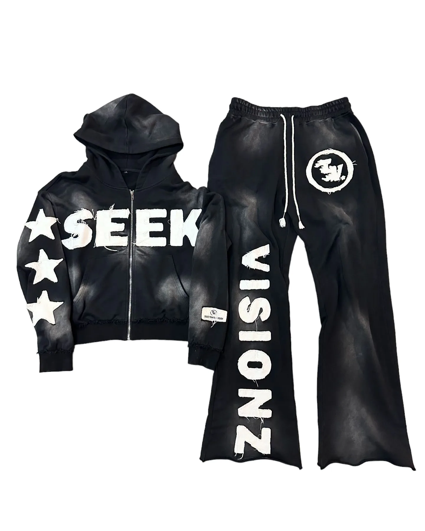 Custom Heavy Weight Streetwear Sun Faded Distressed Cotton Cut and Sew ...