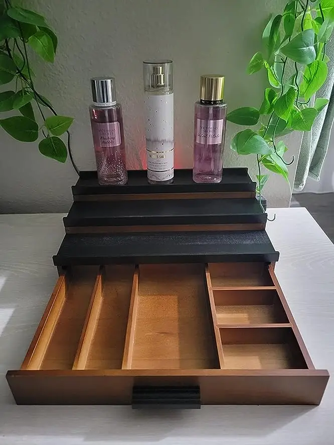 Wooden Perfume Organizer for Men - 3 Tier Display Shelf