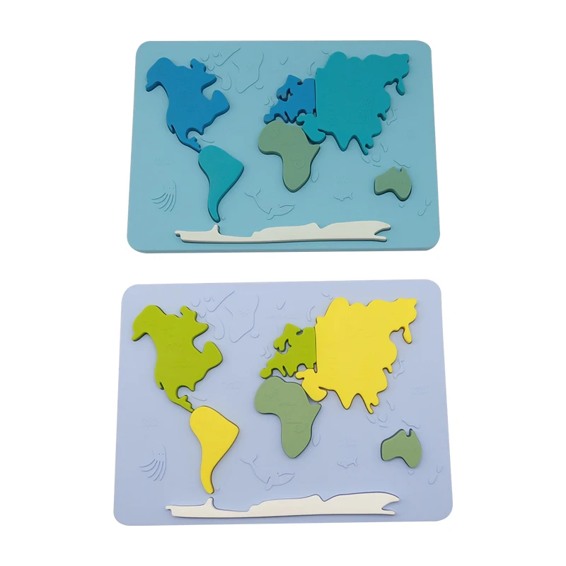 Silicone 3D World Map Puzzles Early learning Matching Board Montessori ...
