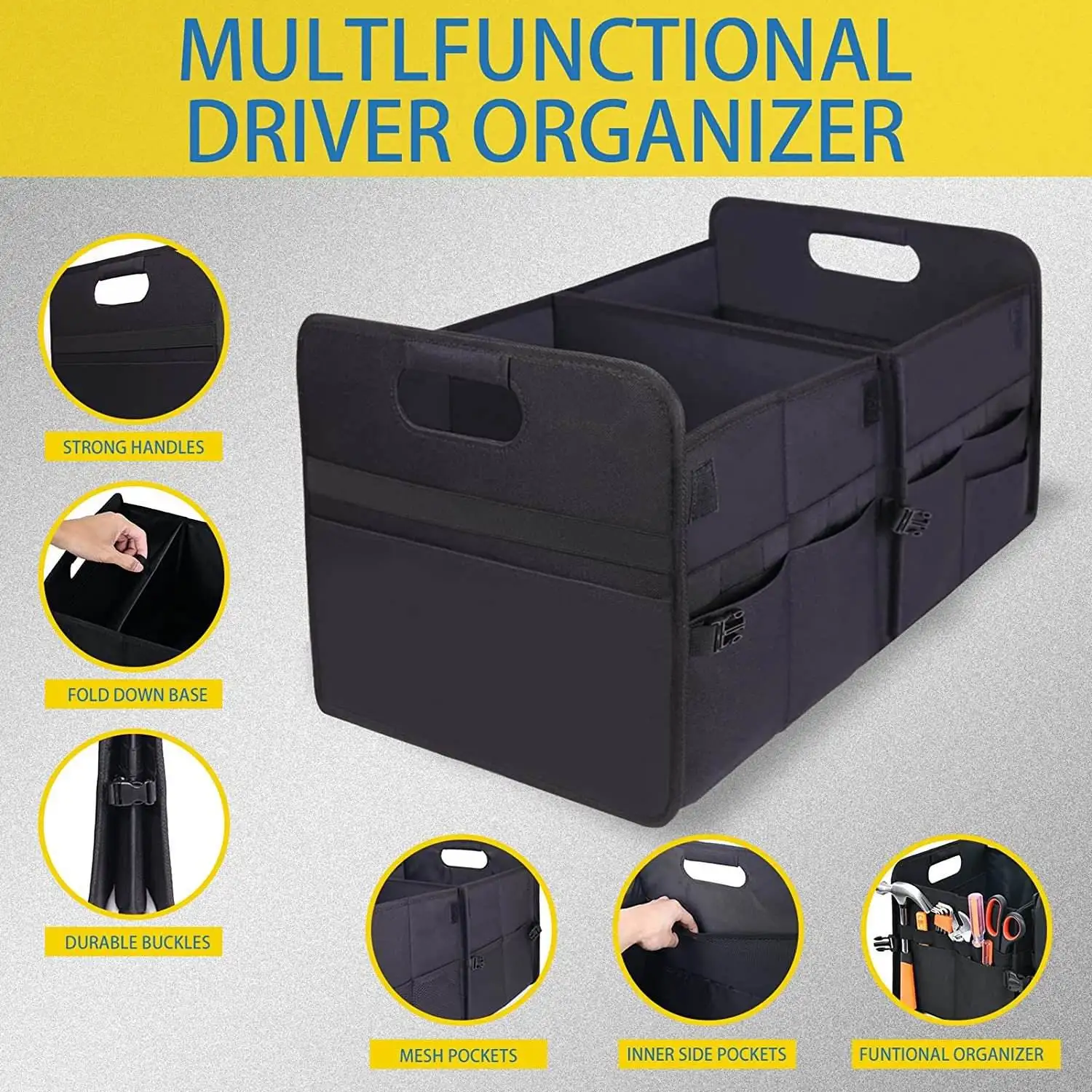 Auto Car Trunk Organizer Multipurpose Folding Trunk Storage Organizer ...