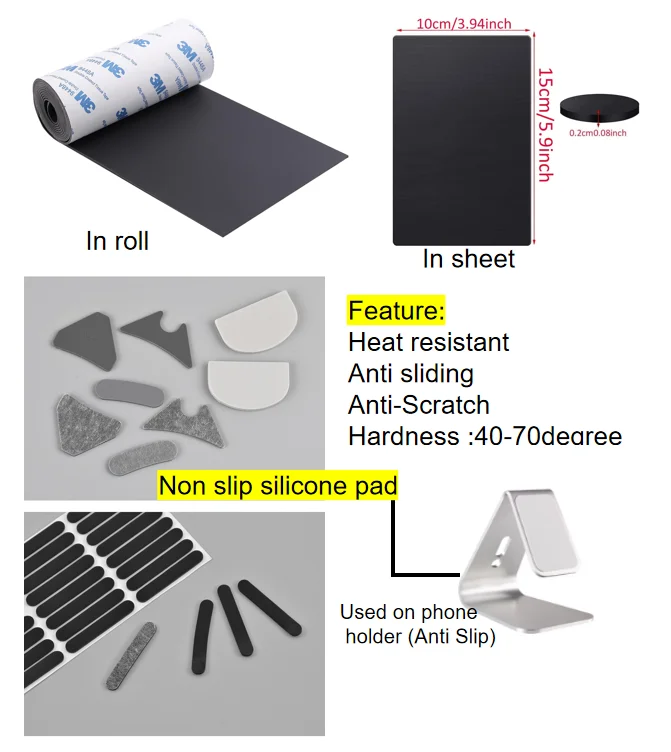 Die-Cut Clear Soft Silicon Sticky Pad Customized Silicone Gel Adhesive ...
