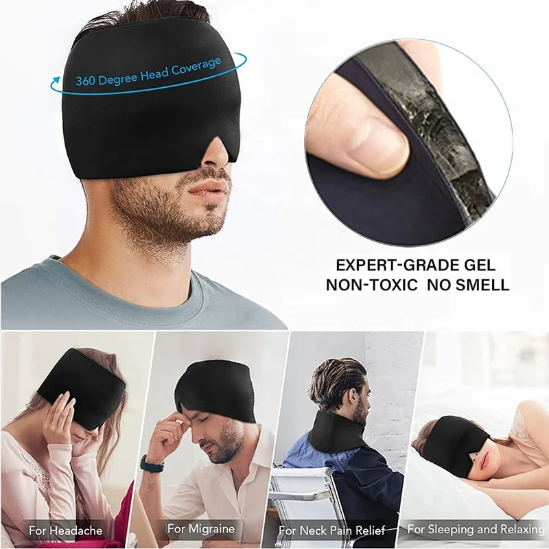 Reusable Cold Compress Therapy Gel Ice Headache Hat Migraine Relief Ice ...