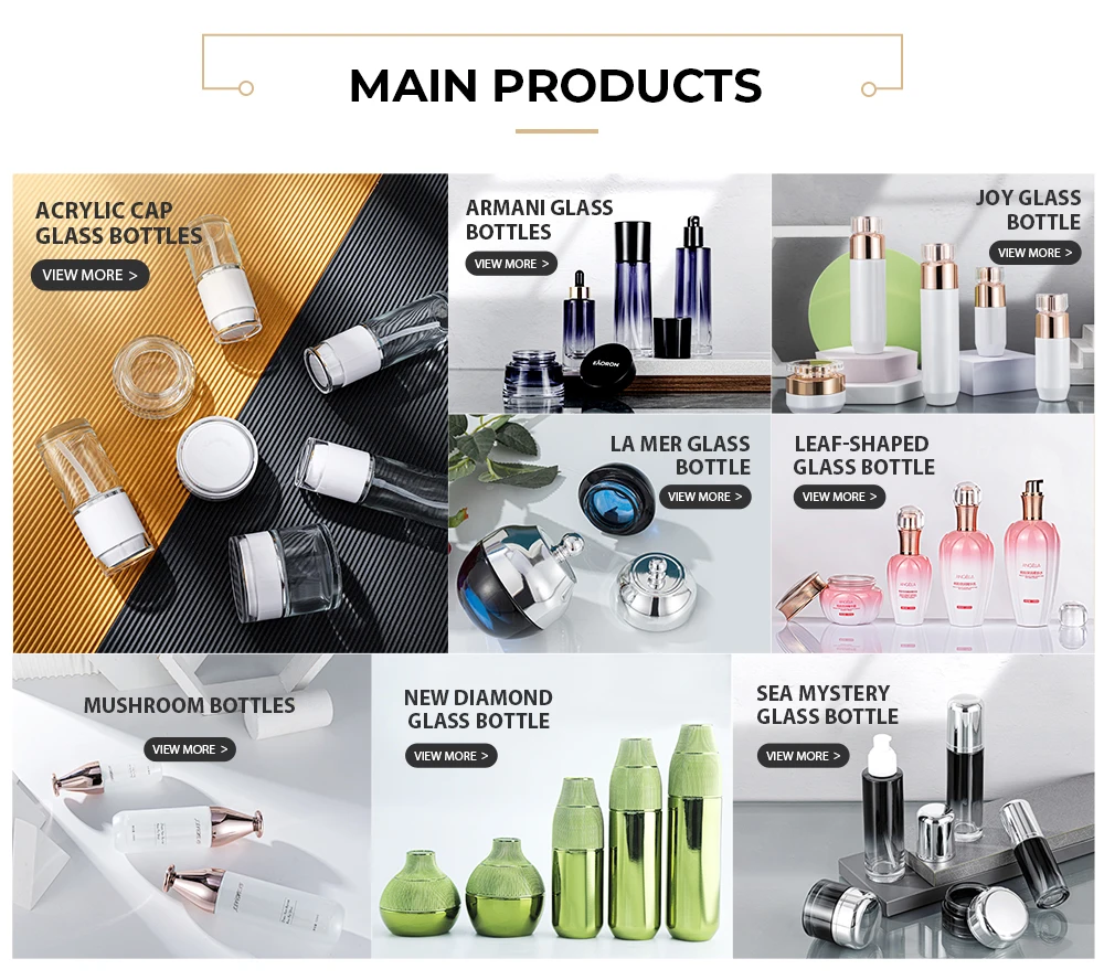 Luxury Glass Skincare Kit Packaging 30ml 40ml 60ml 80ml 100ml 120ml Custom Cosmetic Lotion Serum ...