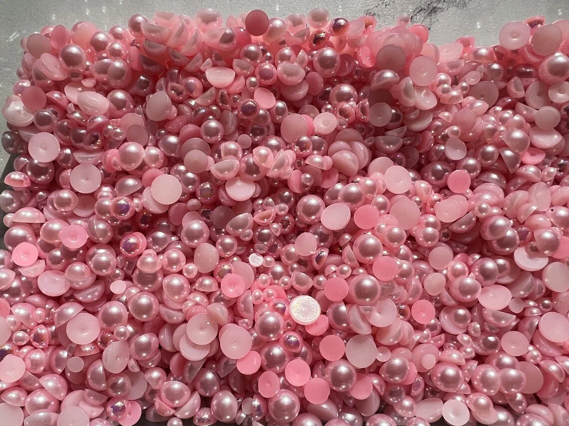 Bulk Sale 2 4 6 8 10 12 14 Mm Flat Back Pearls Ab Rhinestone 60 Colors ...