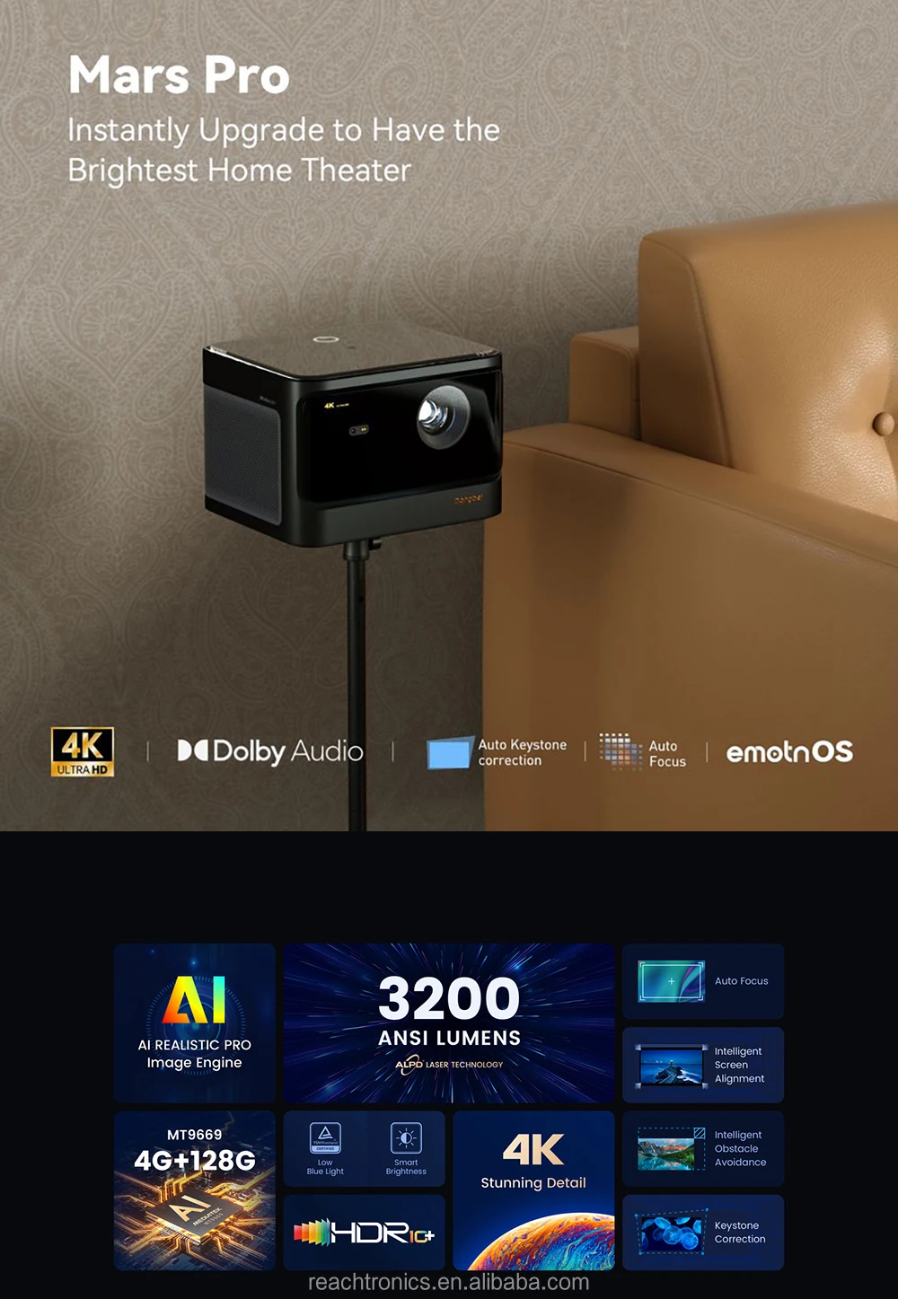 Global Version Dangbei 4k Mars Pro Projector 3840x2160 Dlp 3d Android ...