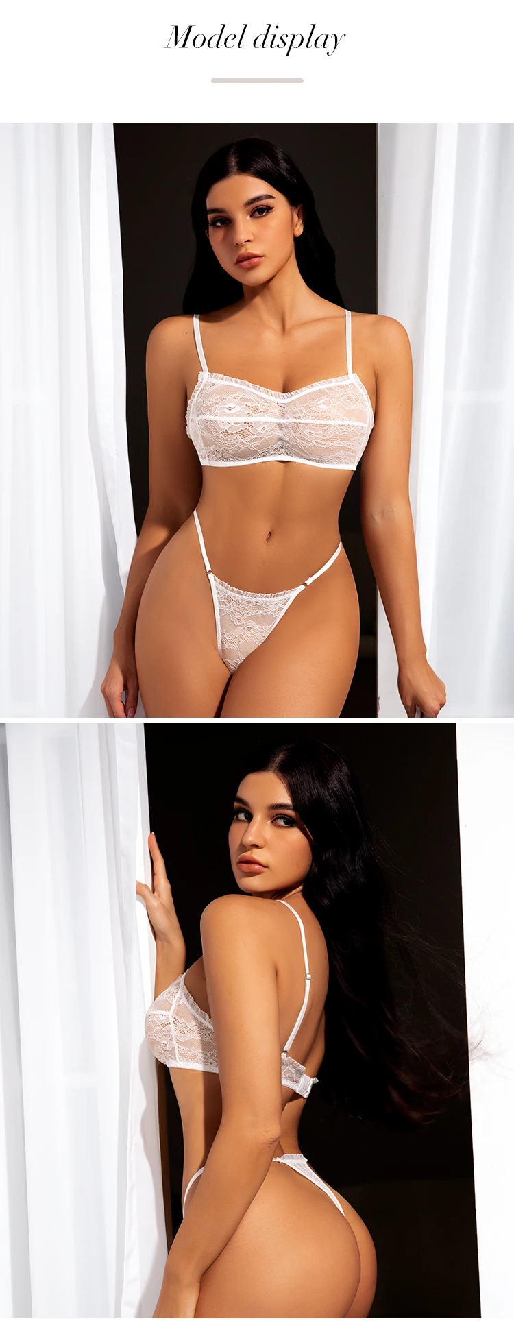 Custom G String Lingerie Set Sexy Woman Sexy Lace Floral Embroidered