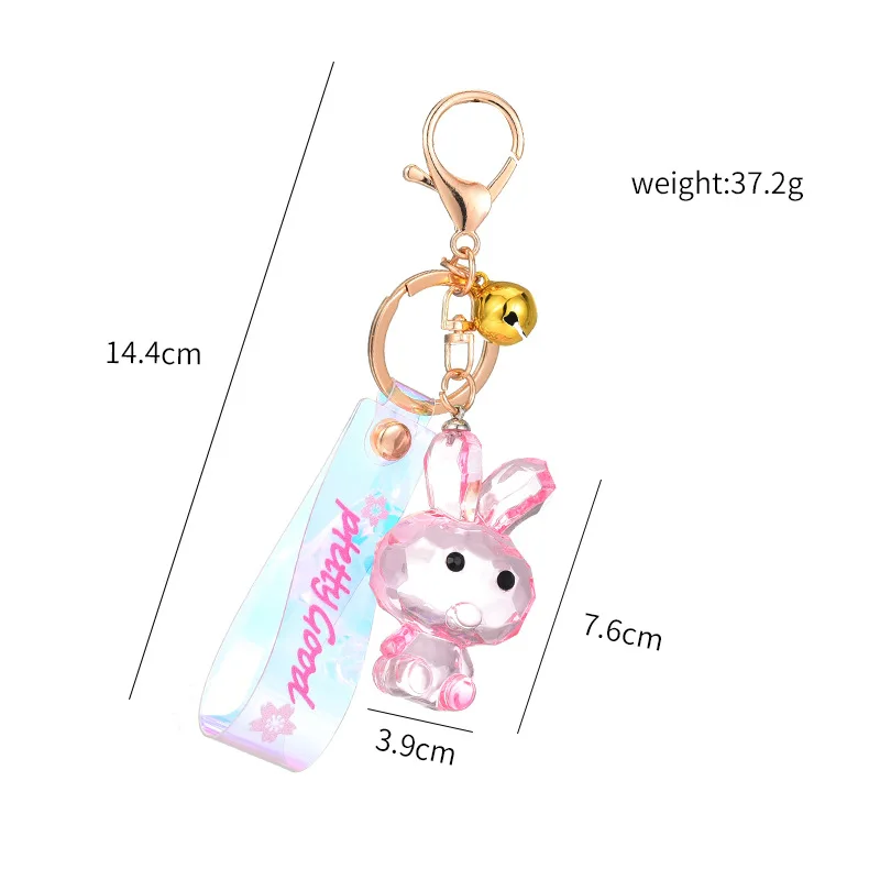 New Design Crystal Cartoon Transparent Rabbit Keychain Cute Bunny ...