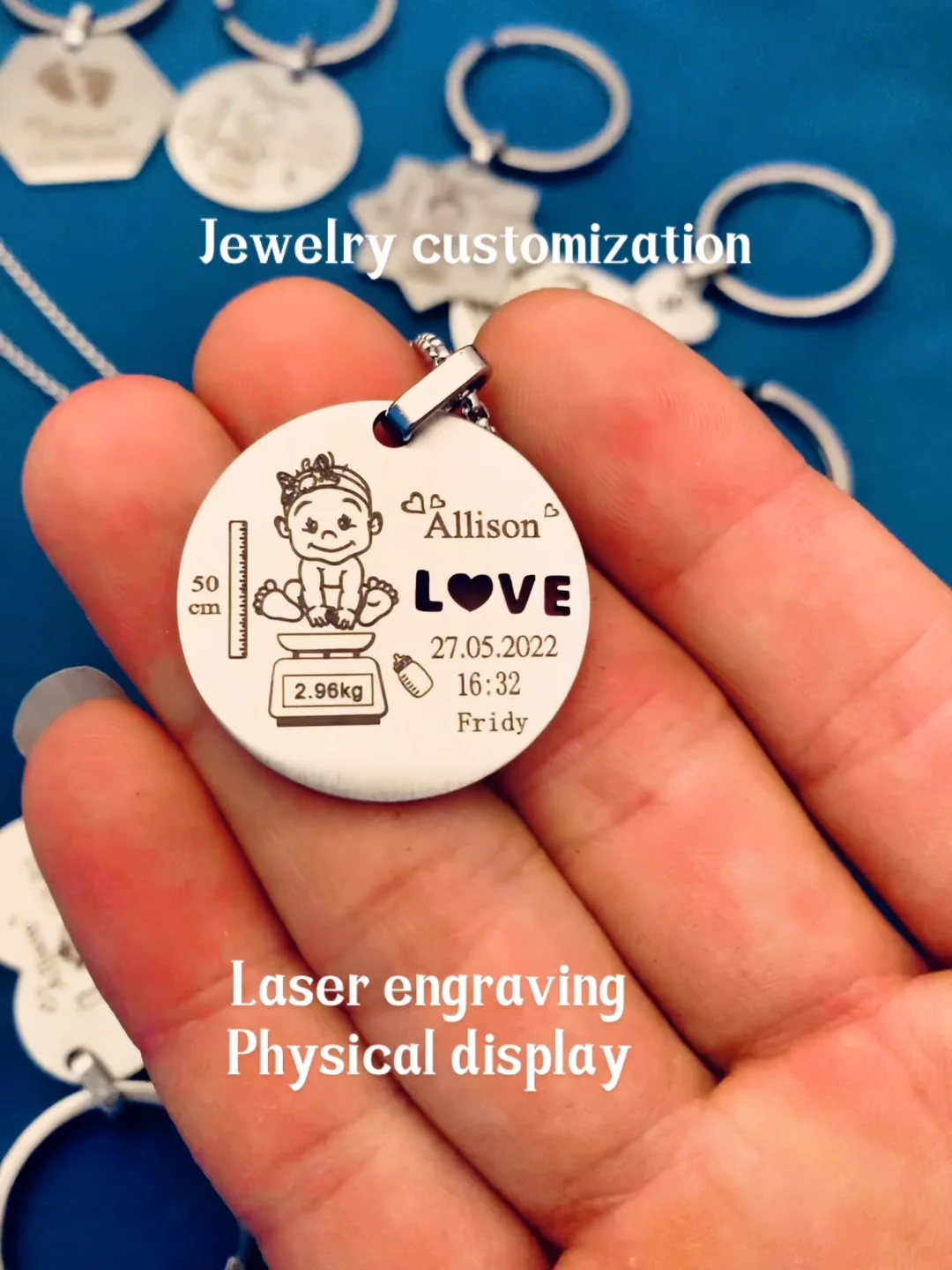 Team Logo Stainless Steel Laser Engraved Key Chain Custom Company Logo ...