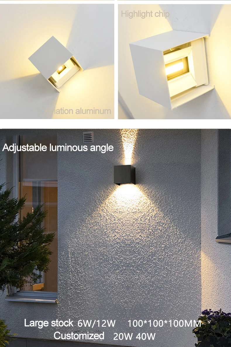Round Square Adjustable Sconce Modern Wall Lighting Garden Porch Ip65 ...