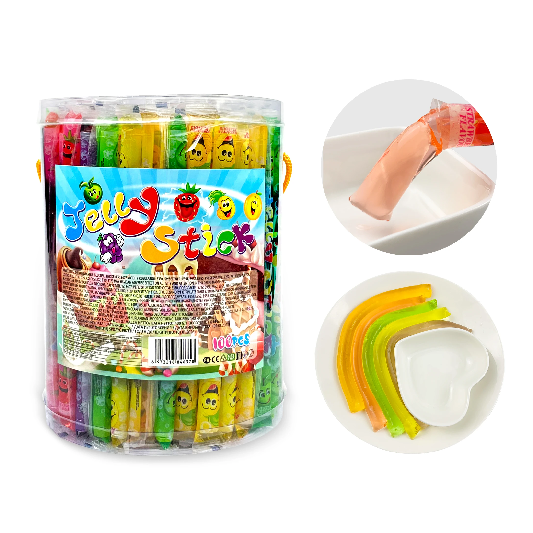 Wholesale14g Jelly Stick In Pvc Jar Crystal Mix Fruits Flavors Ice Pop ...