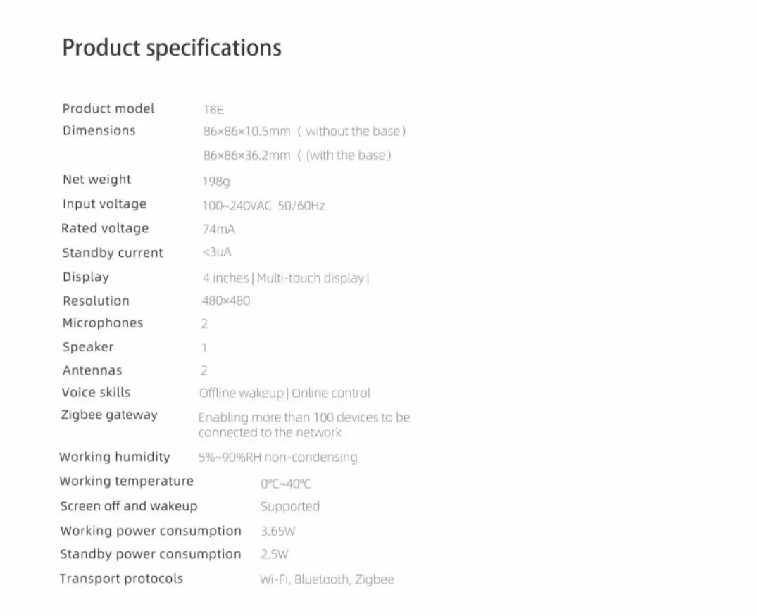 Tuya Smart Home 4 Inch Touch Screen Smart Switch Device Ble In-wall ...