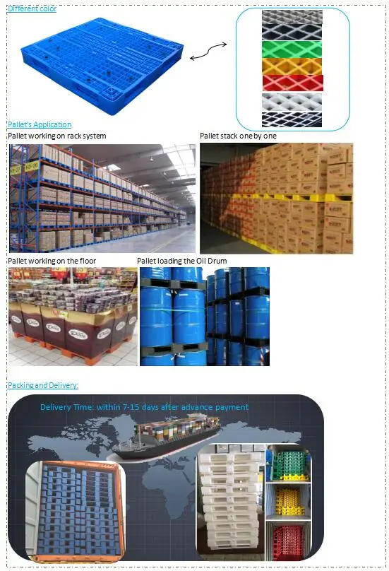 1100*1100 Hdpe Plastic Pallet 6 Runners Storage Warehouse Single Faced ...