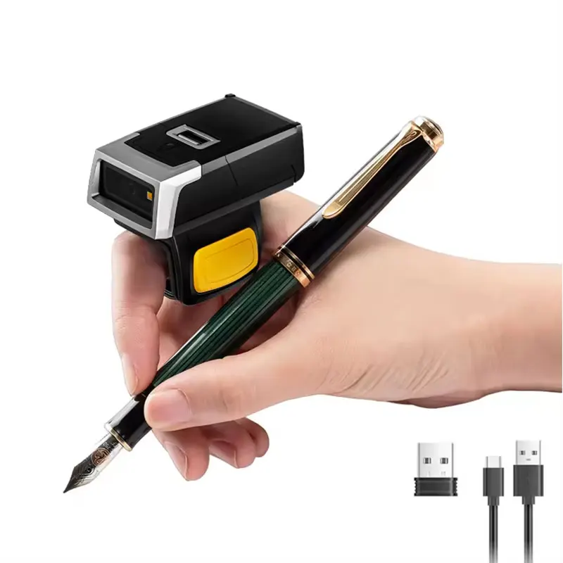 Factory price mini finger ring barcode scanner image usb BT wearable ...