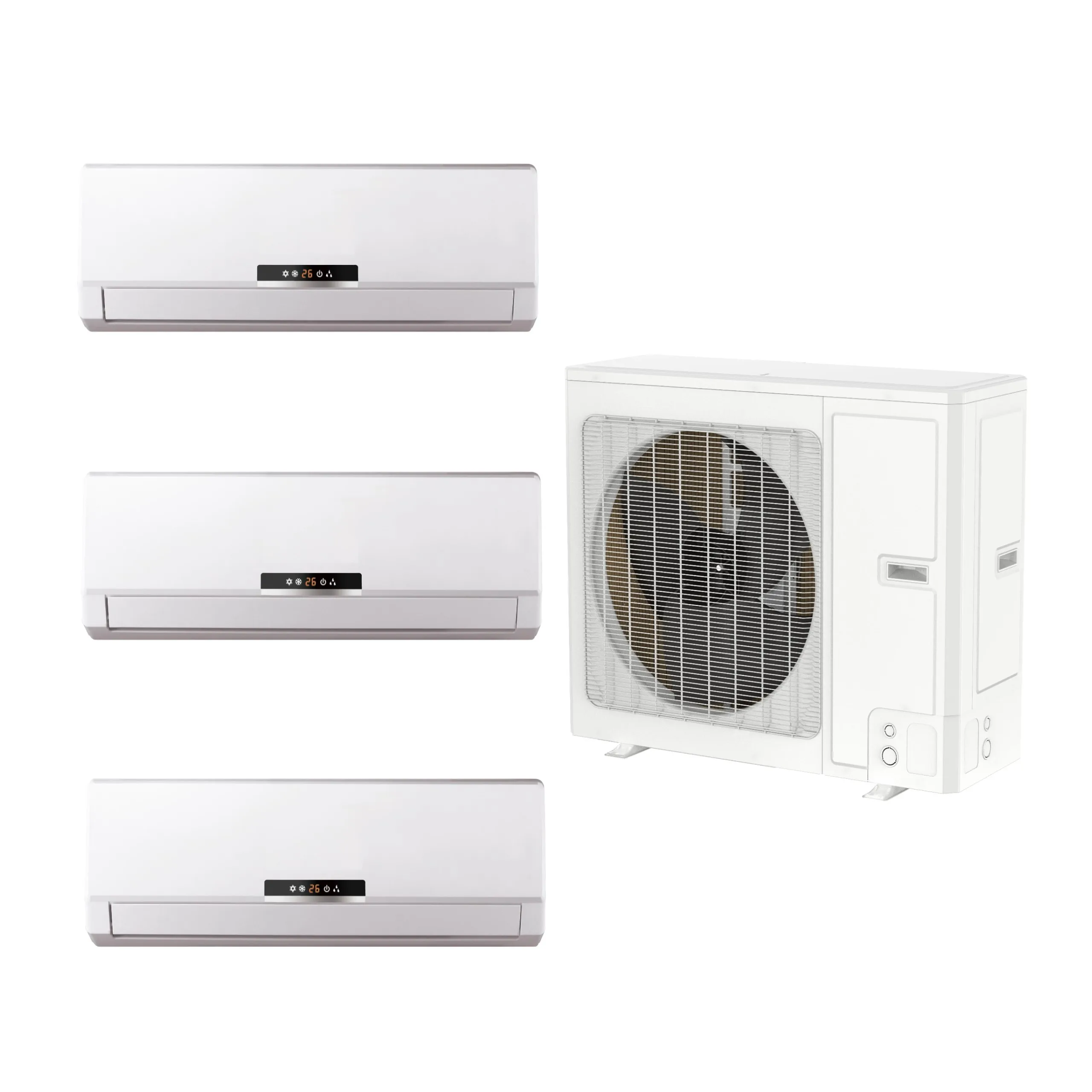 Ductless Mini-Split AC Heat Pumps VRF VRV Air Conditioners 3 Zones Wall ...