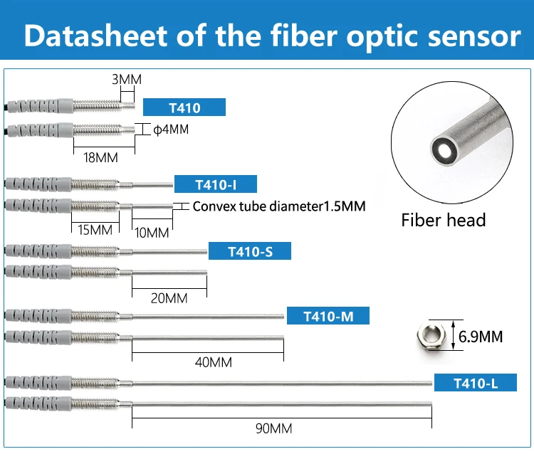M4 Fiber Optic Amplifier Probe Elbow Optic Fiber Sensor Coaxial Multi ...