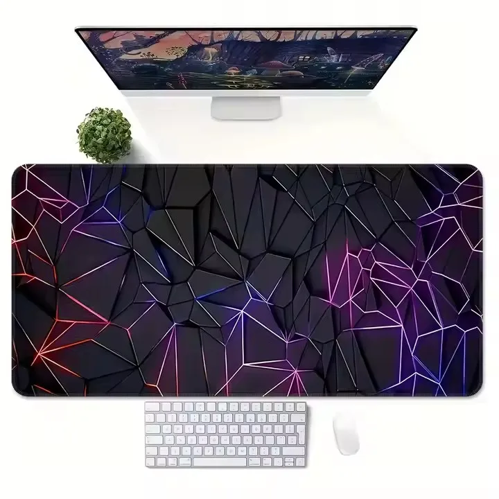 3d Geometry Cool Extended Gaming Mouse Pad Mat Colorful Crack Design ...