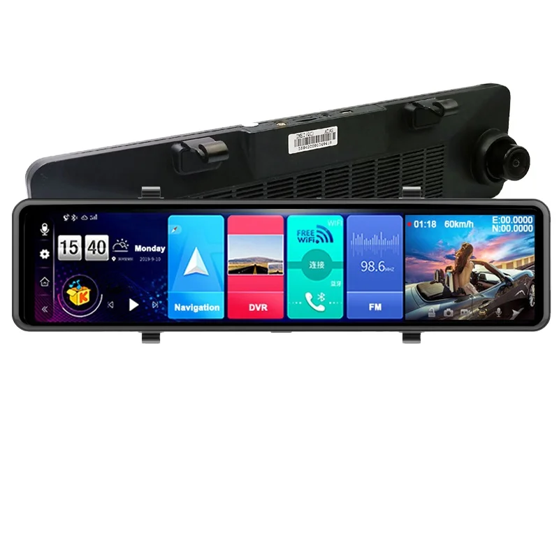 Mirror Car Dvr 12 Inch 4g Android 8.1 Car Black Box 3 Split Display ...