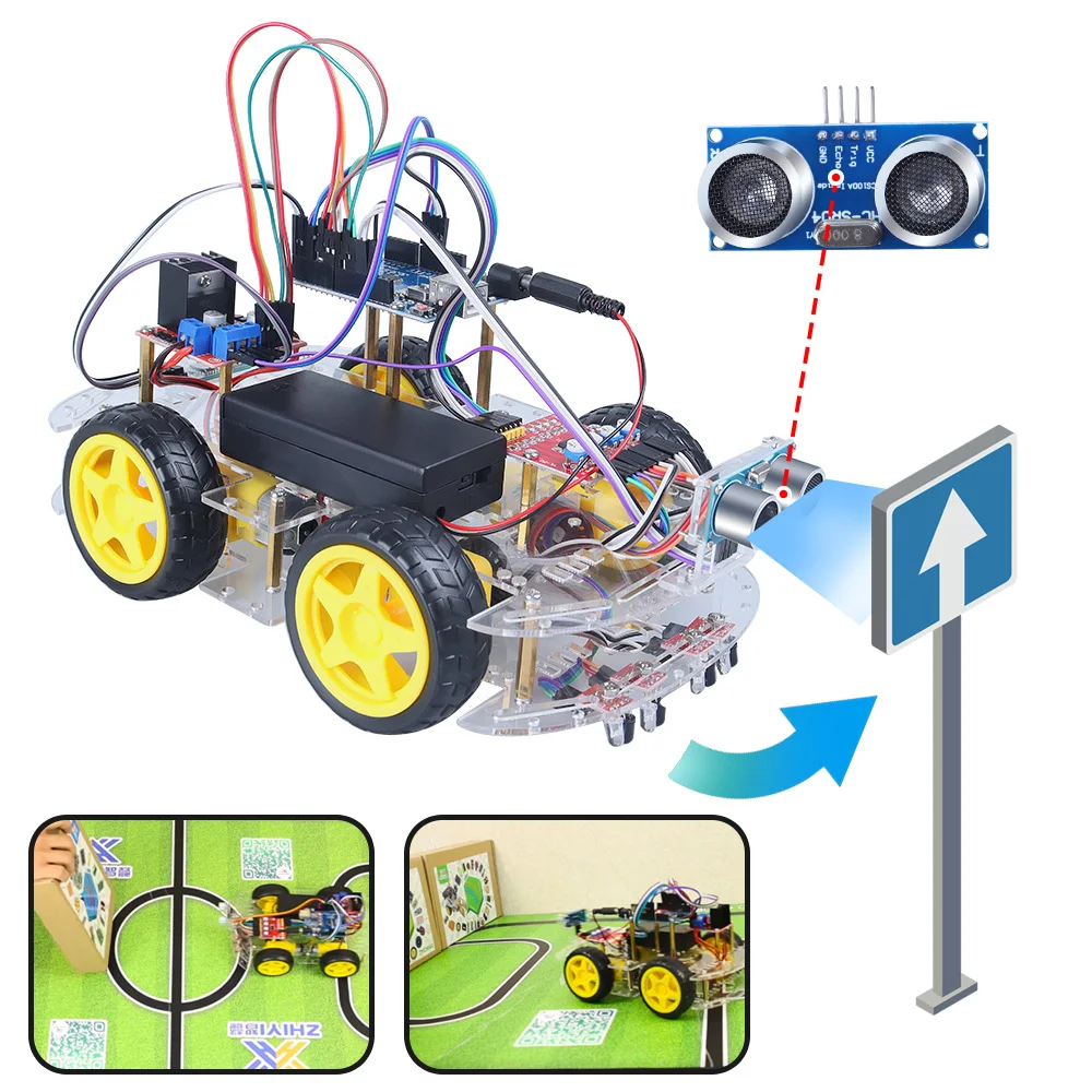 DIY C/C++ Program Robotic Kit Education 4WD Track Line Smart Robot Car ...