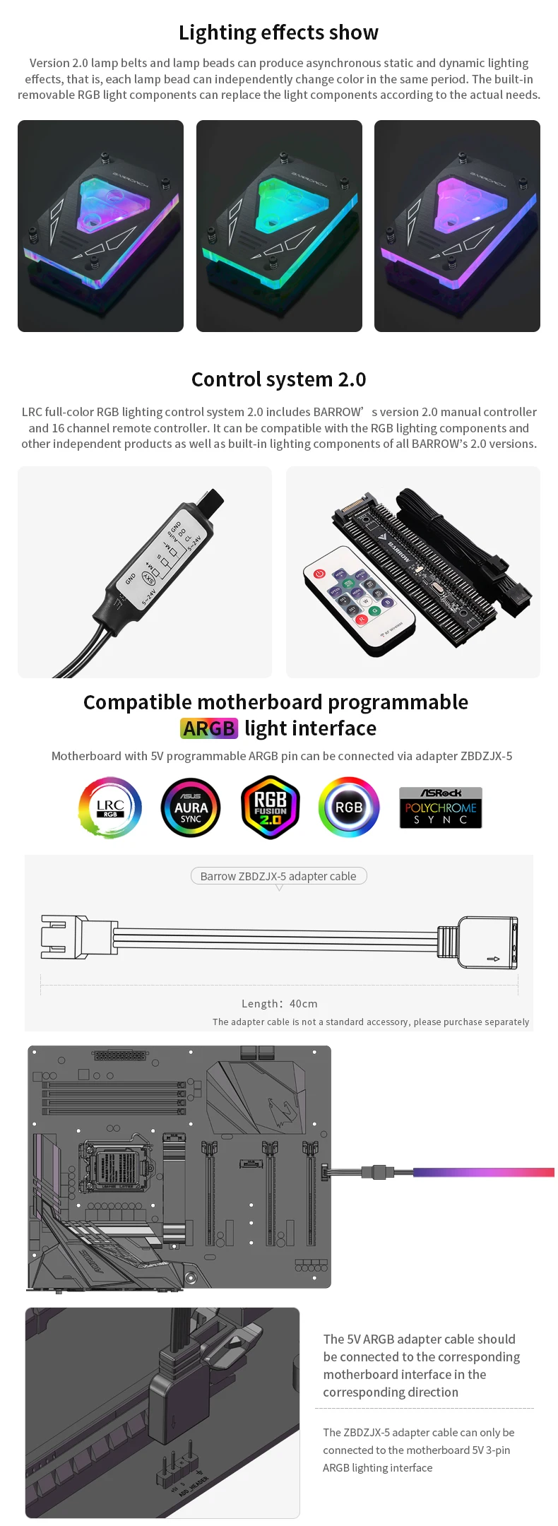 Barrow CPU AIO Water Block Combo 17W PWM Pump for INTEL, AMD