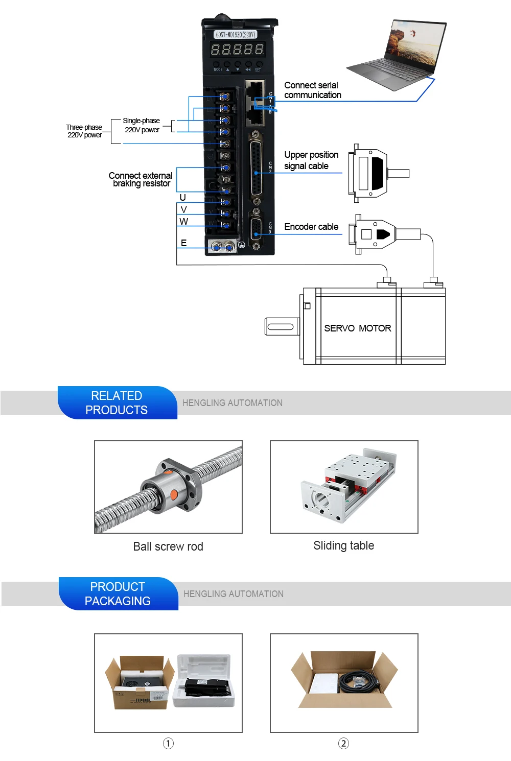 HLTNC 750w 3A 220v 2.4N 3000rpm Servo Motor for CNC Machines