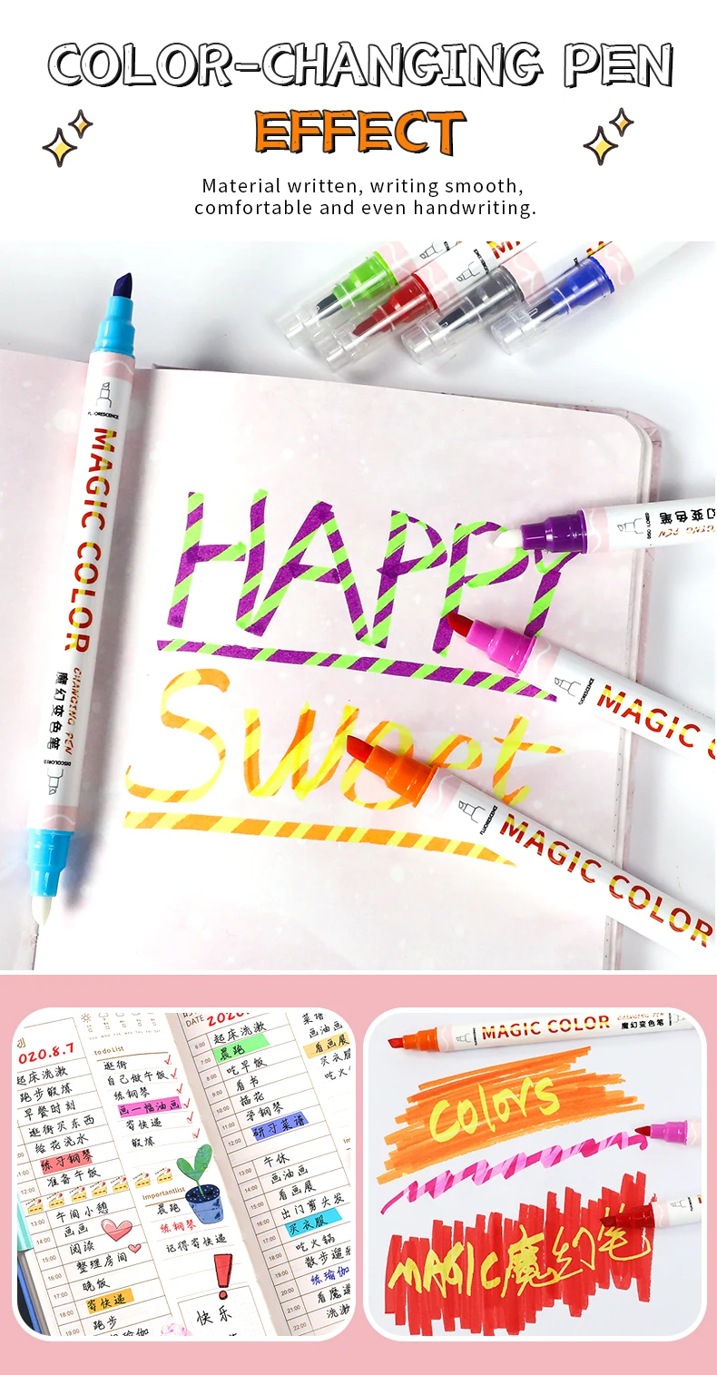 12 Pack Highlighters Color Changing Dual Tip Chisel Tip Assorted Magic ...