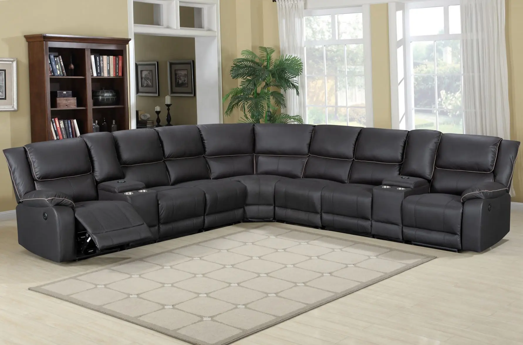 CY Electric Air Leather Brown Recliner Sofa for Living Room
