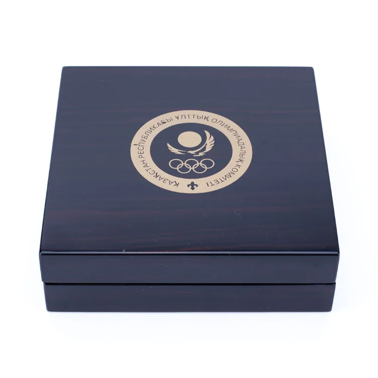 Glossy Black Rectangle Coin Gift Box with Custom Foil Logo Flip Top ...