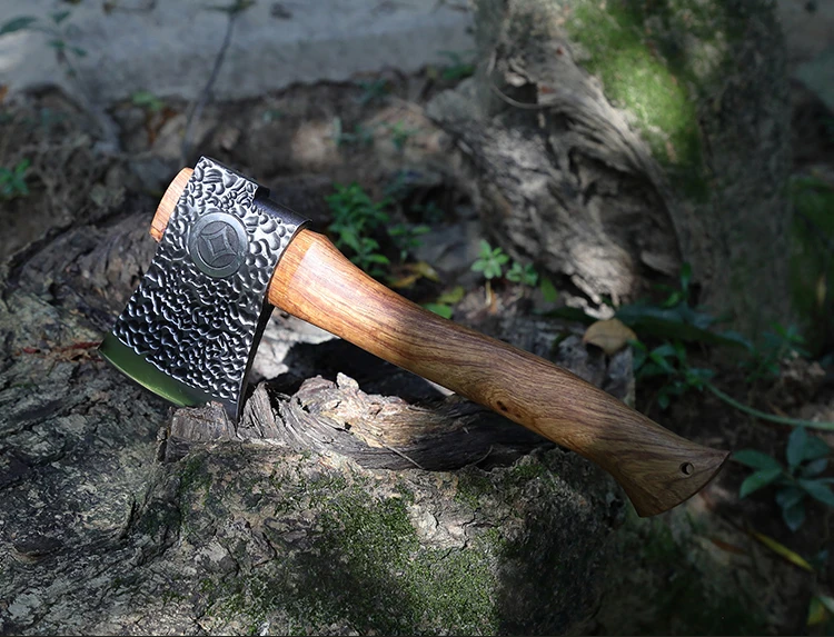 Rosewood Wood Handle Hatchet Axe Straight Handle Outdoor Tactical EDC ...