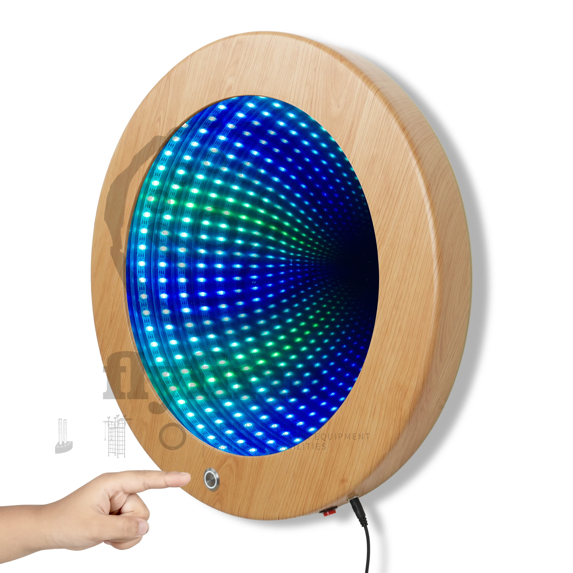 Infinity Mirror Sensory Toy - Rechargeable Wooden Frame, LED Light Variations, Wall-Mountable ...