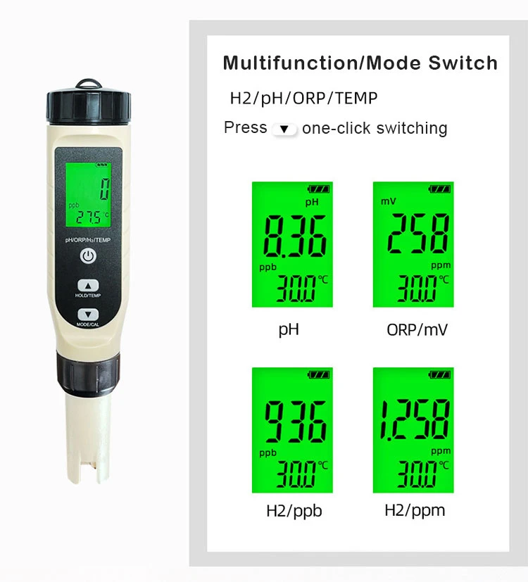 Hot Sale 4-in-1 PH/ORP/H2/TEMP Meter Hydrogen Ion Concentration Tester ...