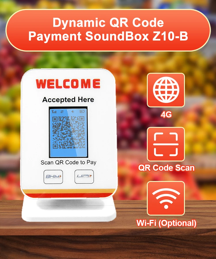 4G/WIFI QR Code Payment SoundBox E-wallet Payment Collection Stand With Voice Broadcast Speaker ...