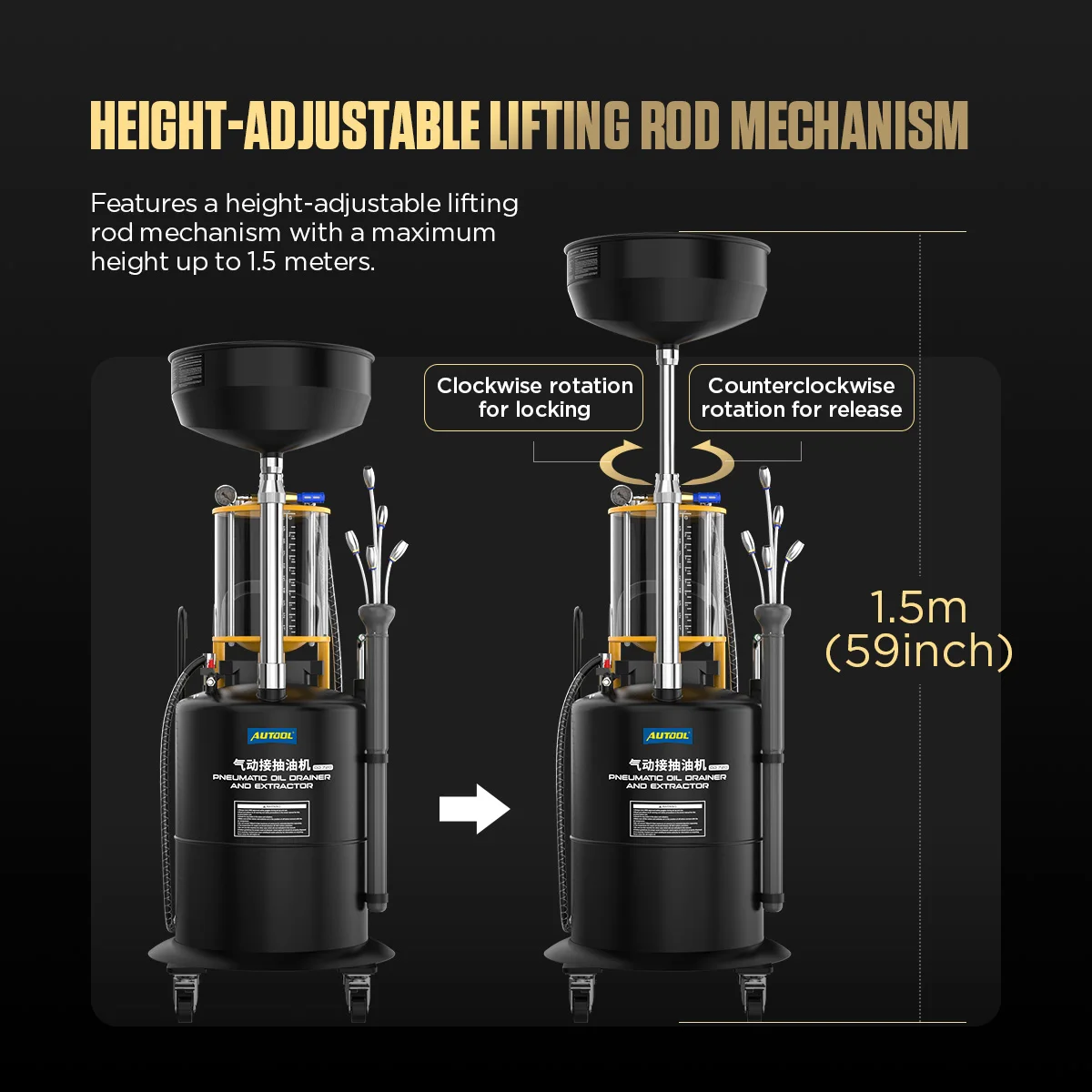 AUTOOL OD720 - Efficient Oil Drain Machine for 70L Tanks