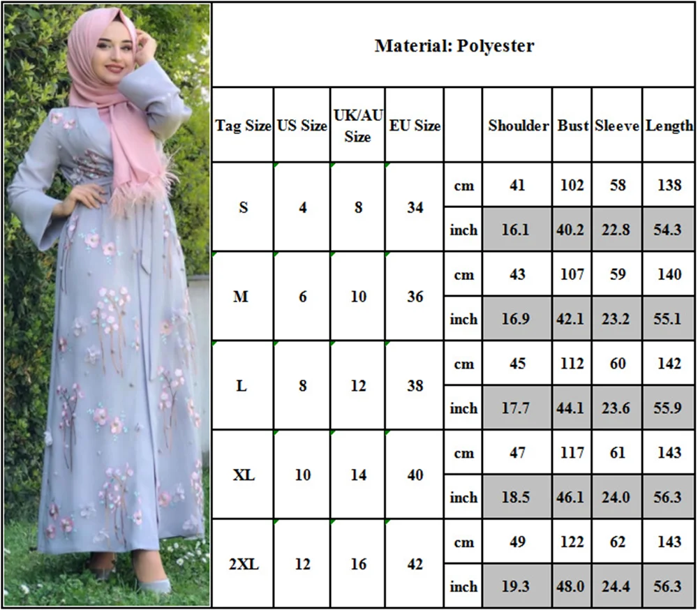2024 Angel Blue Floral Abaya With Spandex Women's Modern Islamic Lace ...