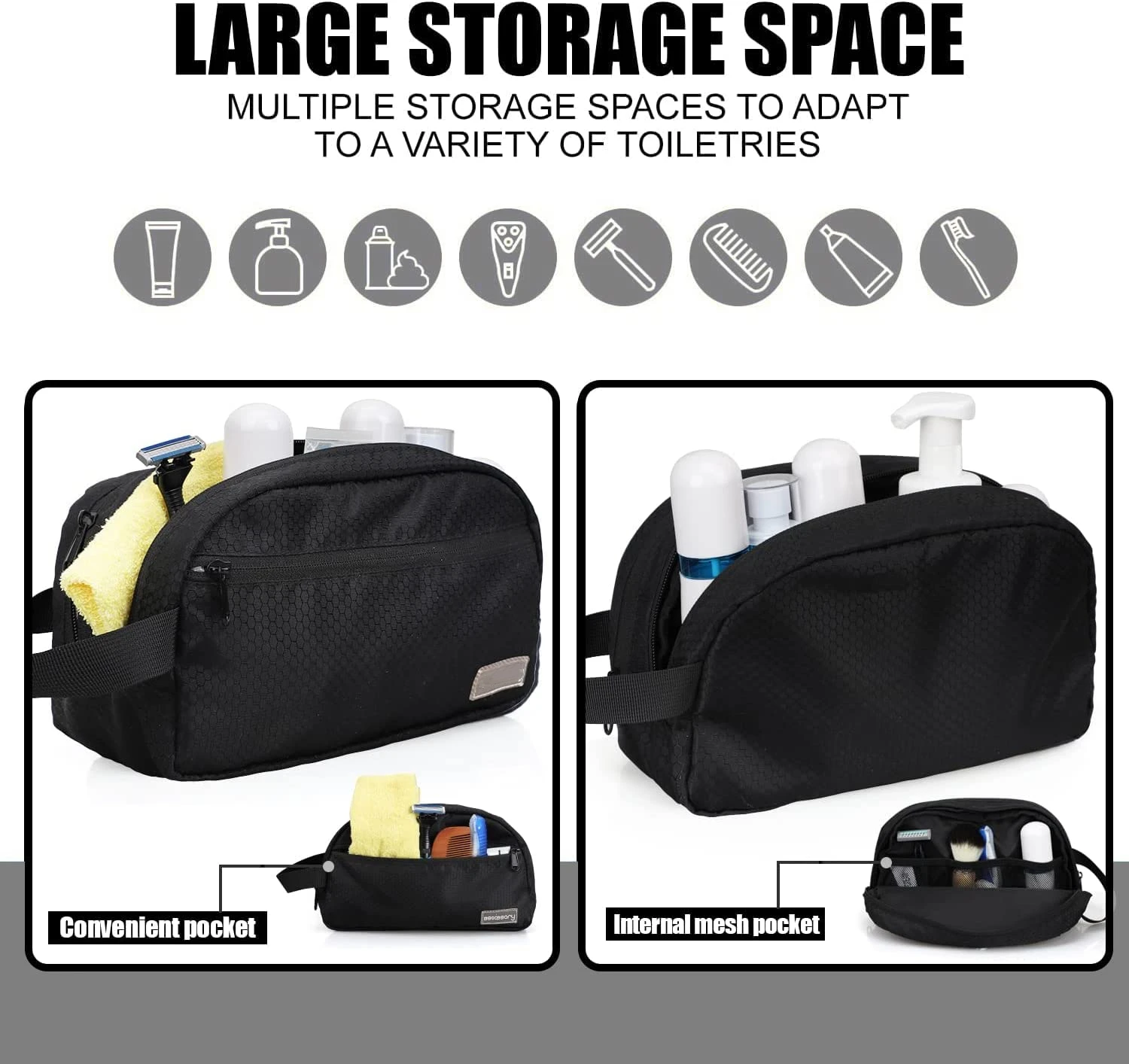 Gelory Men's Toiletry Organizer Large Waterproof Shower Bag Travel ...