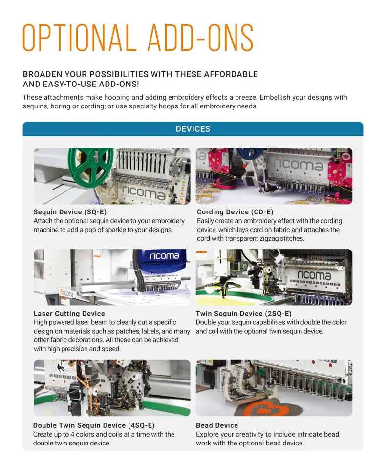 RICOMA MT-7S Embroidery Machine - High-Accuracy & Speed