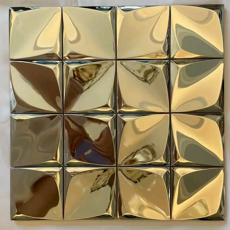 PVC 3D Wallpaper - Geometric Diamond Wall Panel Gold Art