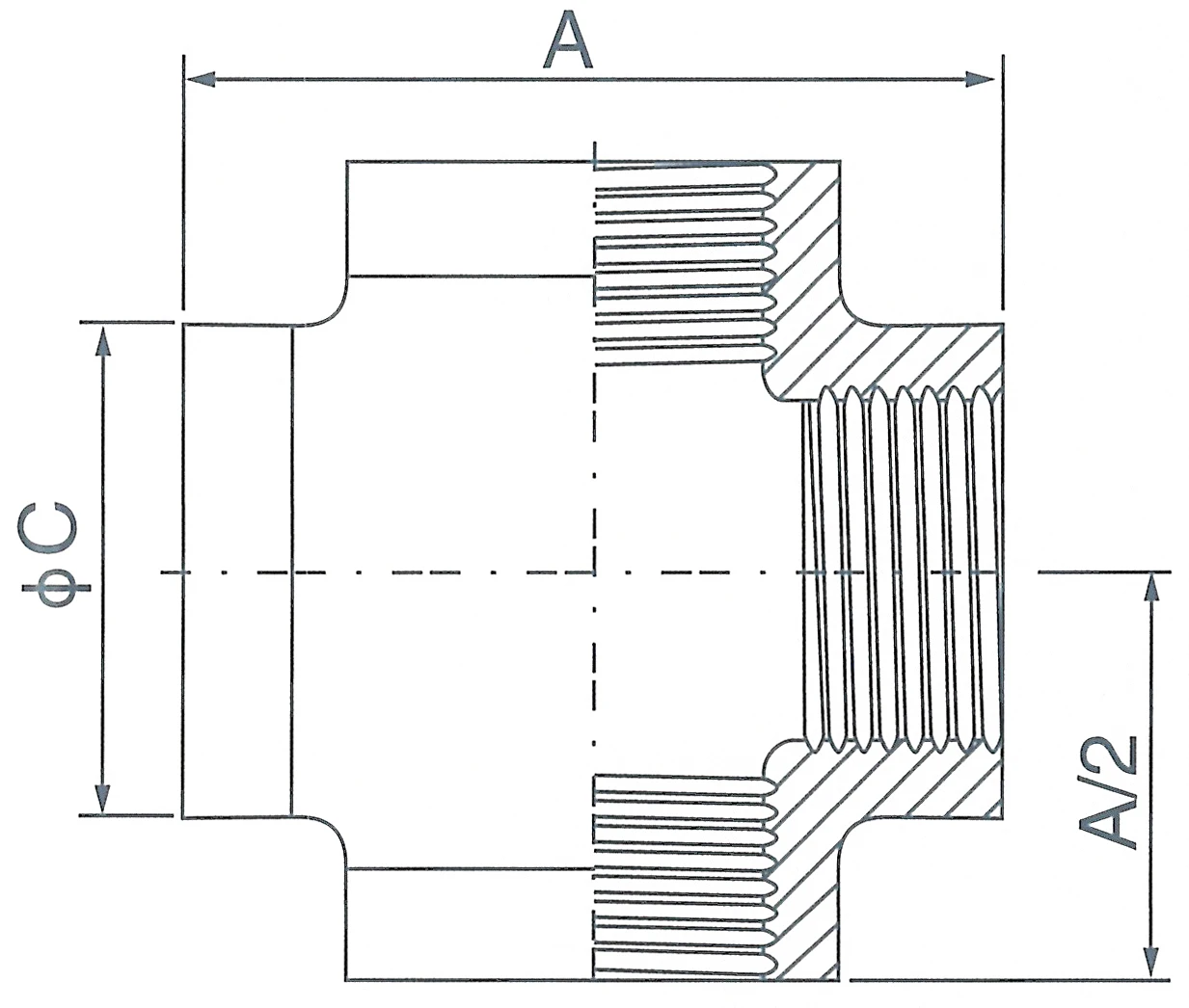 4 Way Cross Rail Connector Pipe Fitting - Food Grade