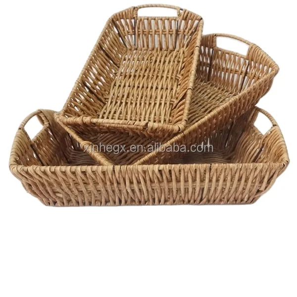 XH Set of 3 Handwoven Decorative Organizer Durable Wicker Polyrattan ...