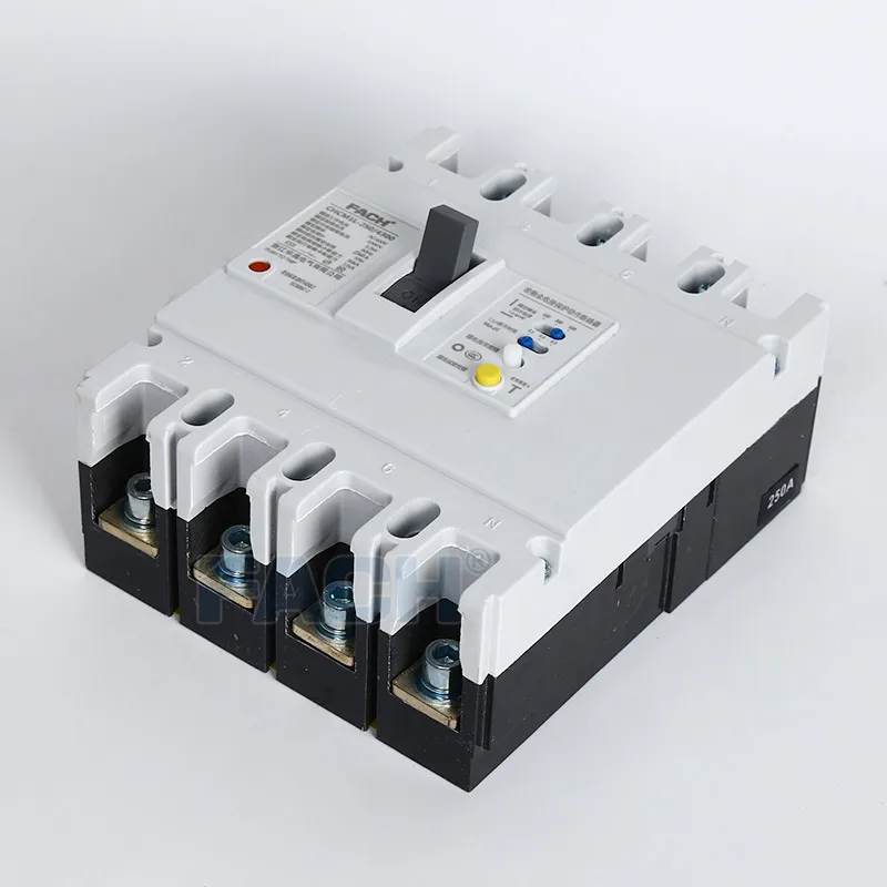 Three Phase Four Wire Leakage Circuit Breaker 250a With Plastic Molded Case Four Pole Moulded ...