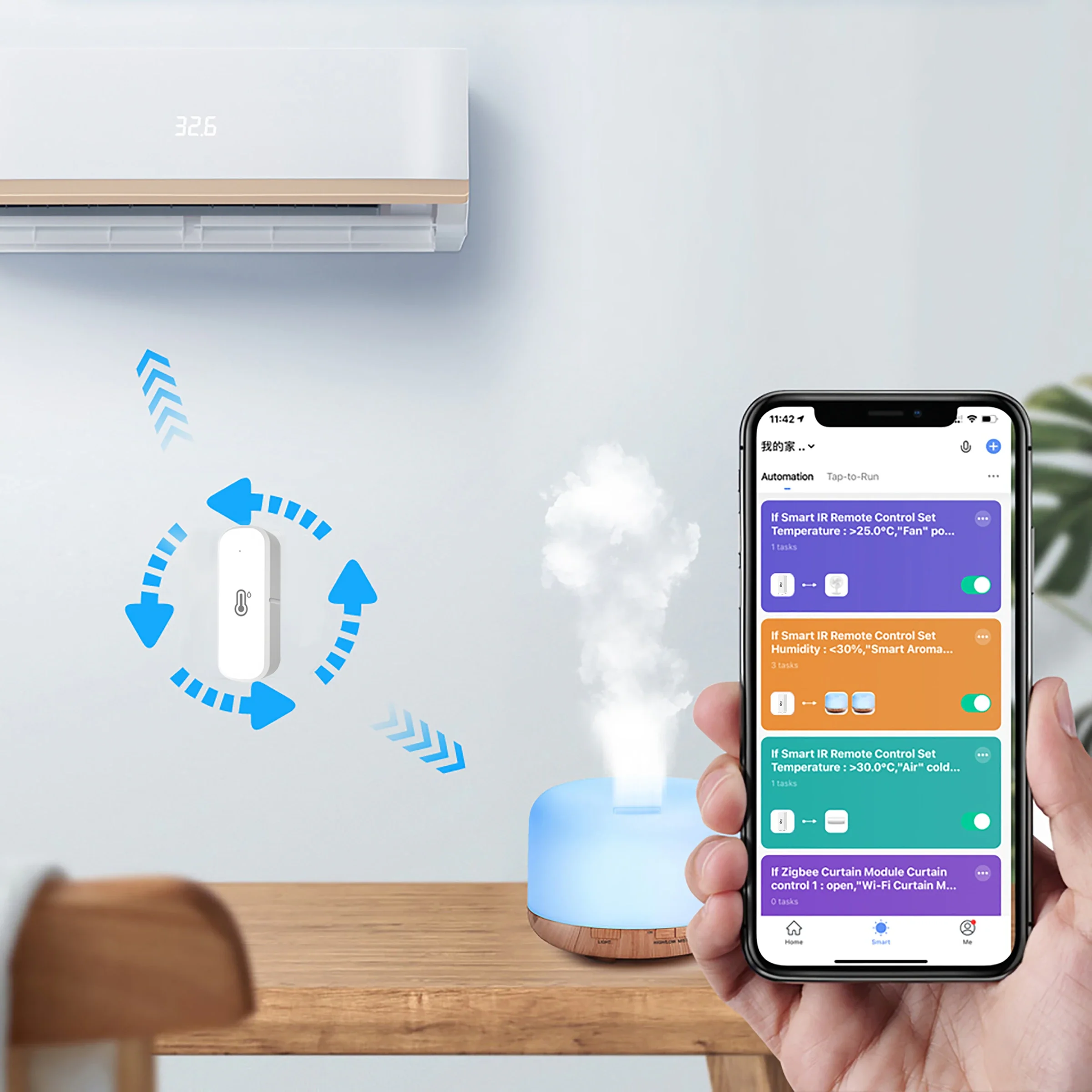 Tuya WiFi Temperature Humidity Smart Sensor Battery Power APP Monitor ...