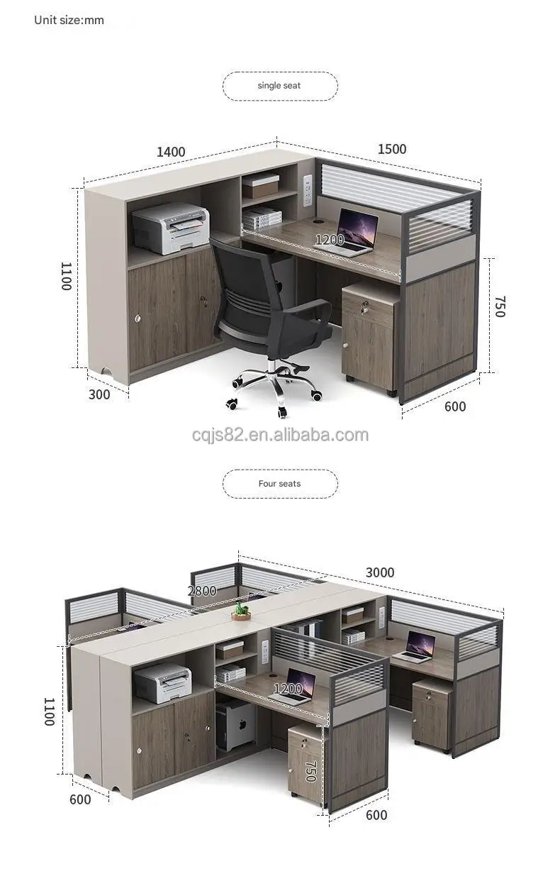 Modern Commercial 1-Person Executive Cubicle Desk with Socket and Shelf ...